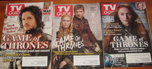 lot 3 TV GUIDE magazines 2014 2015 2017 GAME OF THRONES Jon Jamie ...