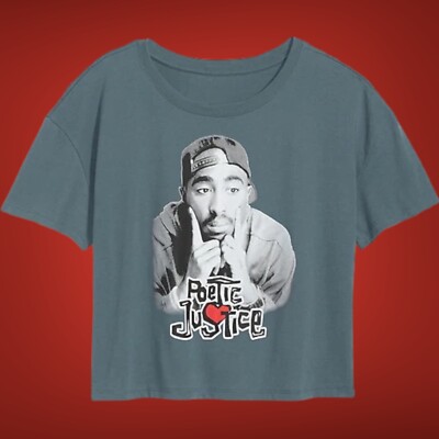 Tupac Poetic Justice Women’s Short-Sleeve Cropped Large T-Shirt Slate ...