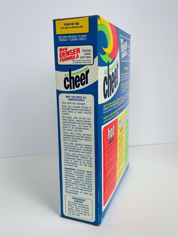 Vintage 1984-5 Cheer All Temperature Laundry Detergent Giant 49oz Box ...