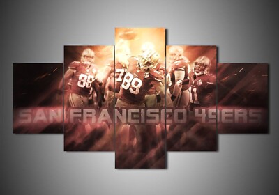 NFL Football Team San Francisco 49ers Team Action 5 Piece Panel Canvas ...
