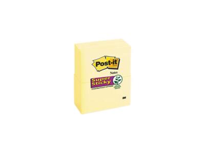 Post-it Notes Super Sticky 655-12SSCY Super Sticky Notes, 3 x 5, Canary ...