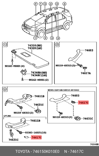 Original plug, assist grip, 746150K010E0 for TOYOTA 74615-0K010-E0 | eBay