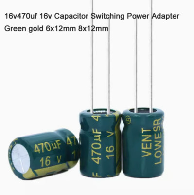 1pcs 16v470uf 16v Capacitor Switching Power Adapter Green gold 6x12mm ...