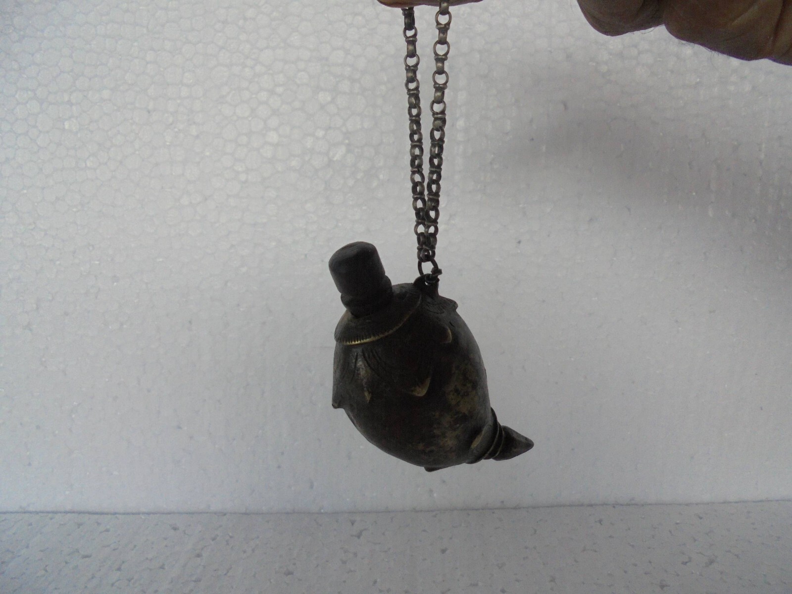 Vintage Brass Handcrafted Mango Shape Gun Powder Bottle With Chain ...