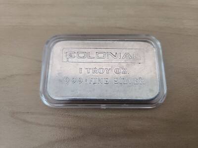 VINTAGE COLONIAL 1 Oz .999 Silver Bar By ENGELHARD | eBay