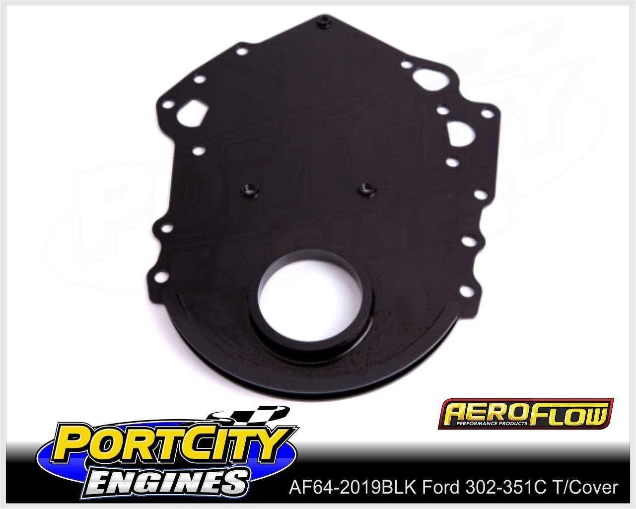Aeroflow Billet Timing Cover for Ford 302 351 Cleveland Black AF64 ...