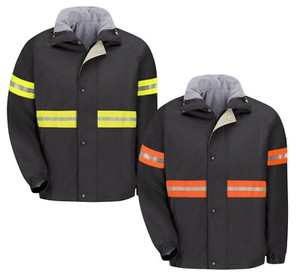 Red Kap Hi Vis Enhanced Visibility Reflective Work Jacket & Vest Combo ...