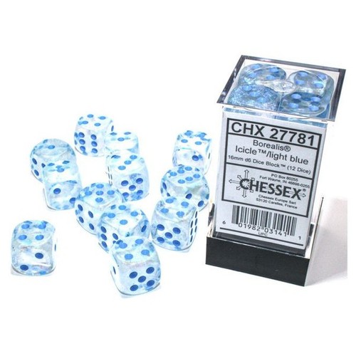 Chessex Manufacturing D6 Cube 16Mm Borealis Luminary Icicle Light Blue ...