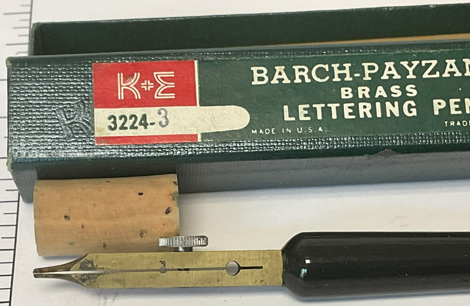 VINTAGE K&E KEUFFEL & ESSER 3224-3 BARCH-PAYZANT BRASS LETTERING PEN #3 ...