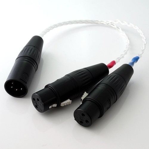 4-pin XLR Male Balanced to 2x 3-pin XLR Female Balanced Headphone Audio ...