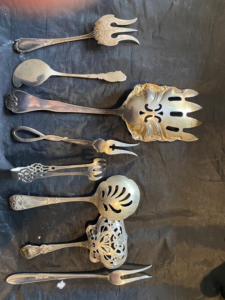 LOT OF 8 STERLING SILVER FLATWARE SERVERS 8 FOR 1 PRICE WILL SPLIT UP ...