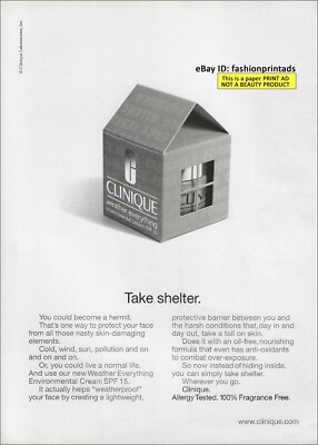 vintage CLINIQUE 1-Page PRINT AD 1998 black & white graphic WEATHER ...