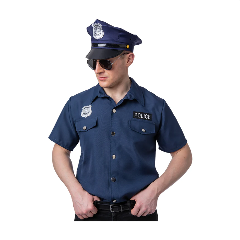 Police Shirt Mens Policeman Officer Fancy Dress New York Cop Costume ...
