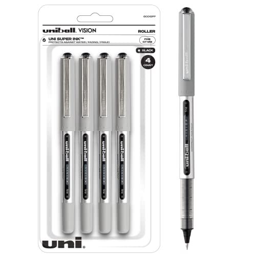 4pk uniball Uni Super Ink Vision Rollerball Pens with 0.7mm Fine Point ...