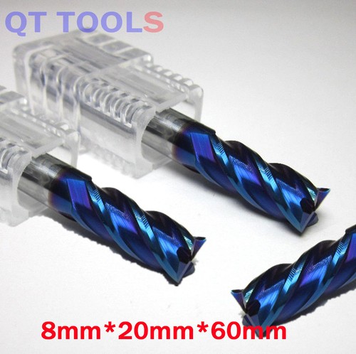 3Pcs 8MM HRC65 4 Flutes Tungsten Carbide End Mill CNC Milling Cutter ...