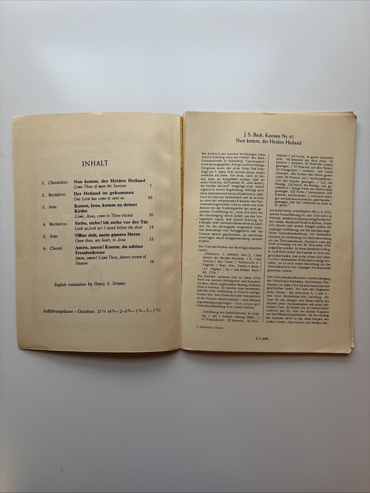 Set of 3 Bach Cantatas Edition Eulenburg Miniature Scores (England ...