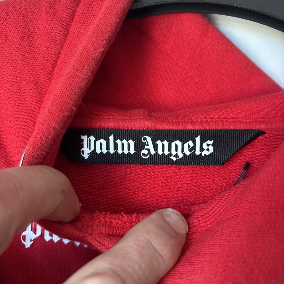 Palm Angels Red Logo Hoodie Size Large L Authentic Gothic Back Print ...