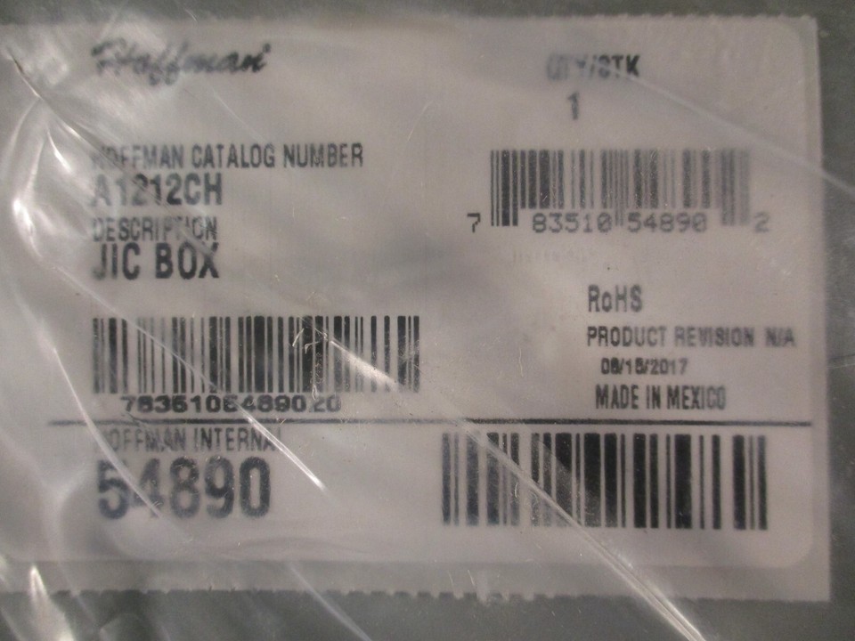 HOFFMAN A1212CH Junction Box Mount Enclosure 54890 12" x 12" x 6" Screw ...