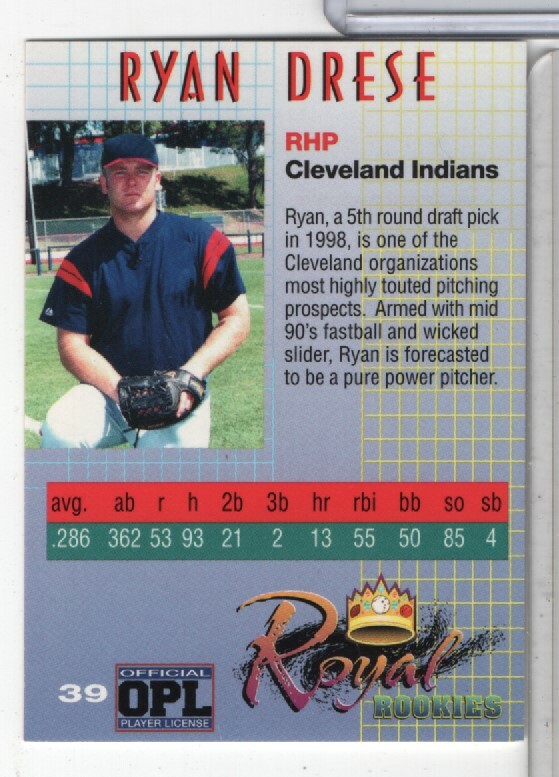 Ryan Drese Indians 2000 Royal Rookies AUTO #39 288/4950 051221DMCD53 | eBay