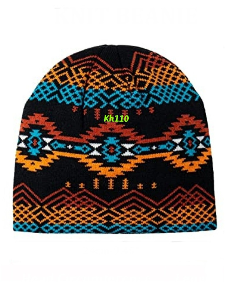 Native American Indian Navajo Print Knit Beanie Hat-173 | eBay