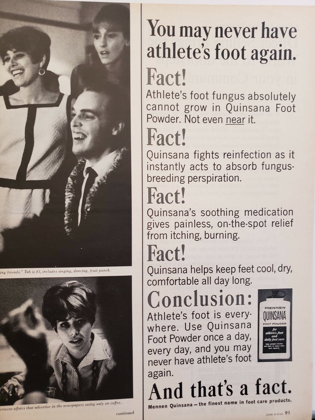 Lot of 3 Vintage 1956 Athletes Foot Ad Absorbine Jr Quinsana Soretone ...