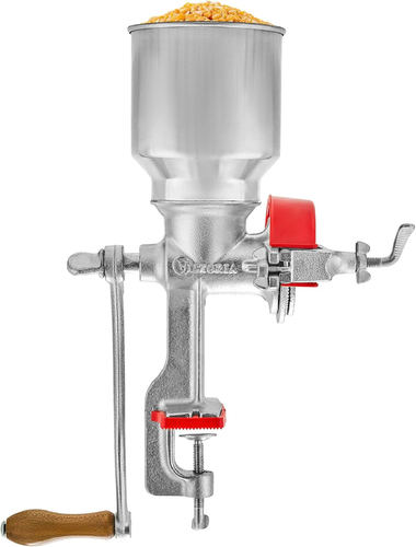 Manual Cast Iron Grain Mill with High Hopper, Premium Corn-Grinding ...