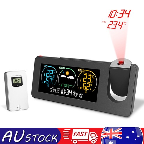 LCD Digital Weather Station Time Projection Clock Thermometer Humidity ...
