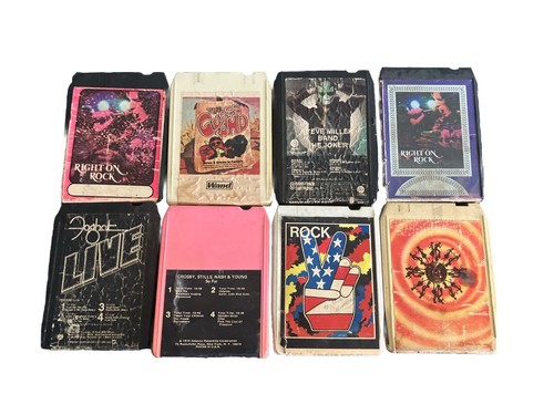 Lot of 8 Classic Rock 8-Track Tapes Boston,Steve Miller, Rolling Stones ...