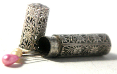 SEWING Filigree NEEDLE CASE ORIGINAL c1800 VICTORIAN SILVER ANTIQUE ...