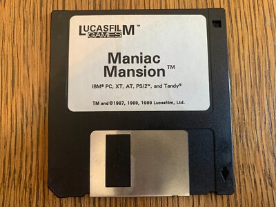 MANIAC MANSION LUCASFILM GAME PC MS-DOS COMPUTER 3.5" INCH DISKS EXC ...