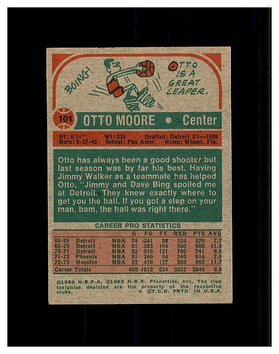 1973-74 TOPPS BASKETBALL CARD HOUSTON ROCKETS #101 OTTO MOORE NRMT/MINT ...