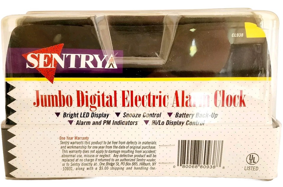 Sentry Jumbo Digital Electric Alarm Clock LED Display NOS New Sealed ...
