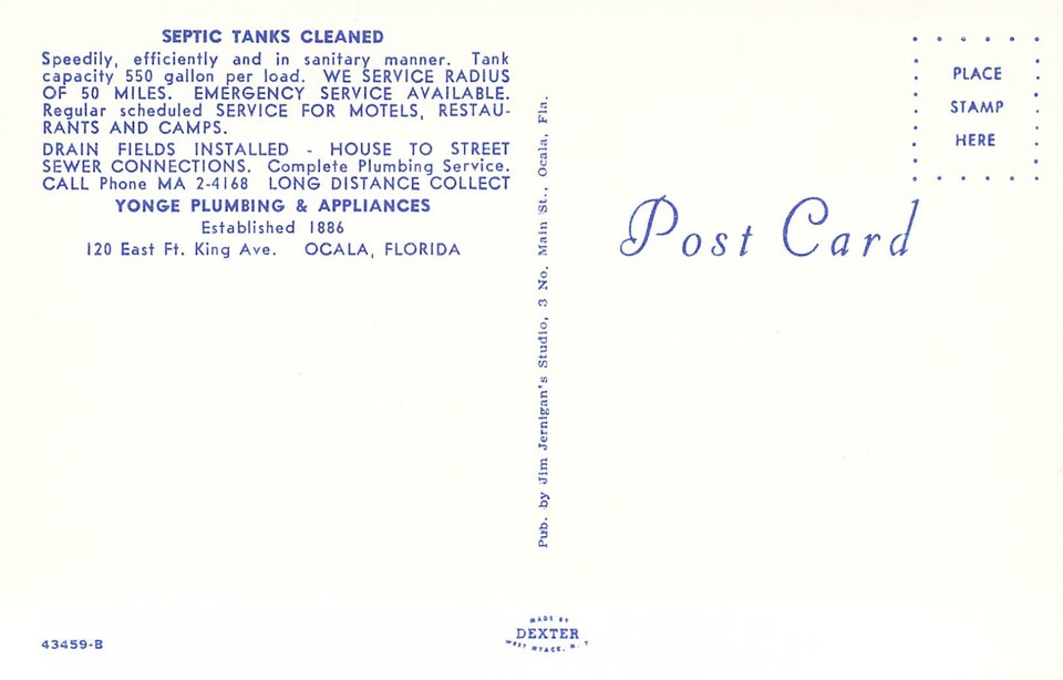 1961 FL Ocala - Ford Truck - Yonge Septic tanks cleaned Postcard N19 | eBay