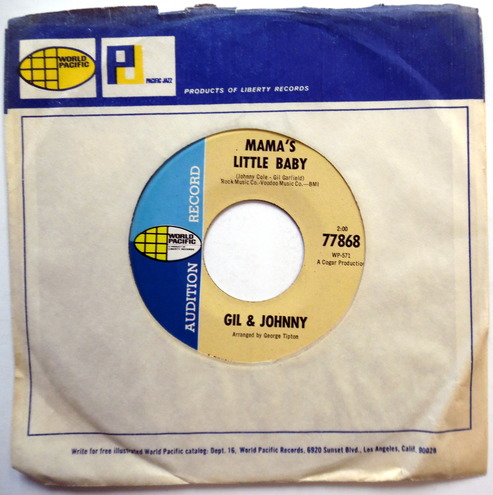 GIL & JOHNNY 45 Mama's Little Baby / Alice NEAR MINT Sunshine Pop PROMO ...
