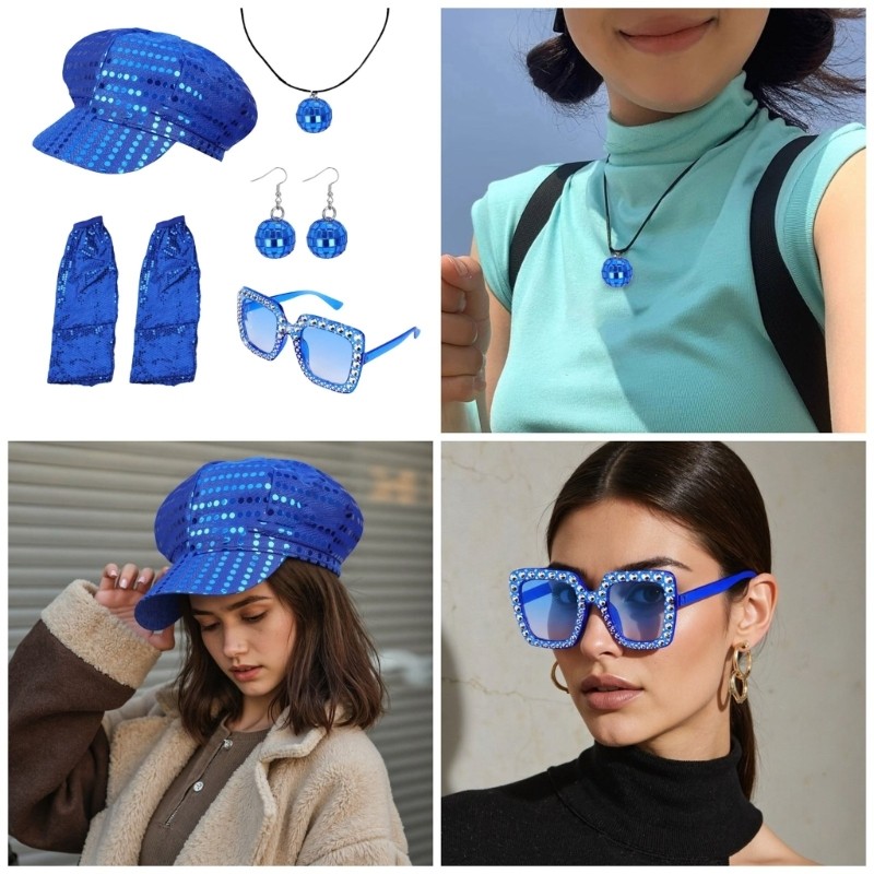 Disco Costume Outfits,50s 60s 70s 80s Disco Accessories for Halloween ...