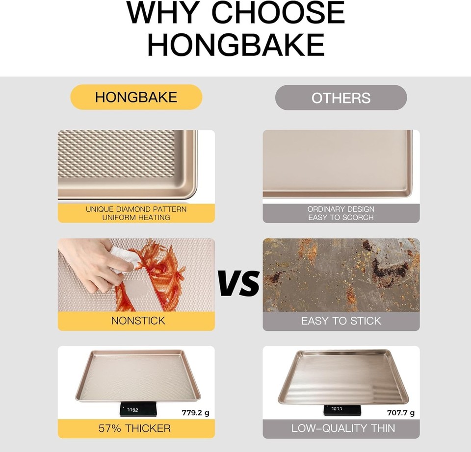 Jelly Roll Pan 15x10 - HONGBAKE Commercial Pan, Champagne Gold | eBay
