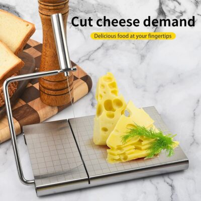 Guillotine Cheese Slicer with Board Stainless Steel Replaceable Wire 6 ...