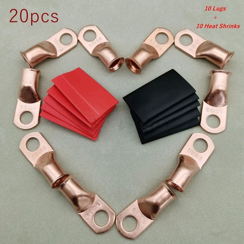 1/0 AWG Ring Terminals 20-Pack 1/0 AWG Copper Ring Terminals With Red ...