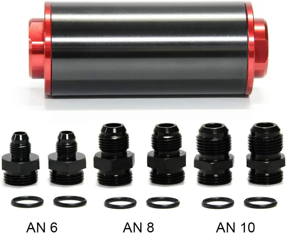 Inline Fuel Filter High Flow 100 Micron Cleanable AN6 AN8 AN10 Adapter ...