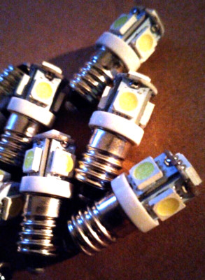 5 x 12v E10 SCREW MES LED BULBS 5 SMD Classic Car Van Dashboard Gauge ...