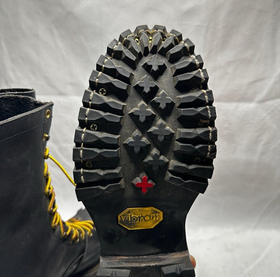 WHITE’S SMOKEJUMPER BLACK LEATHER HANDMADE W/ LINEMAN PATCH VIBRAM LUG ...