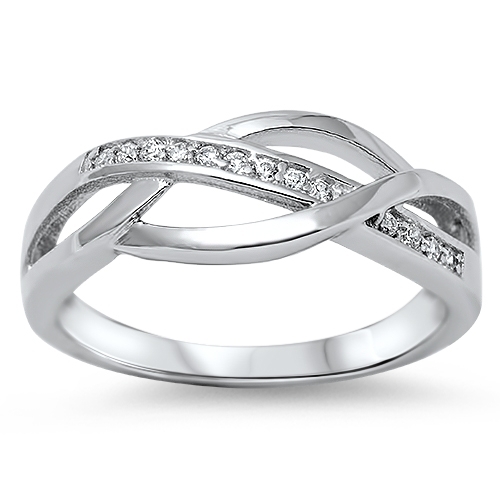 Sterling Silver 925 SEMI INFINITY KNOT DESIGN CZ PROMISE RING 7MM SIZES ...