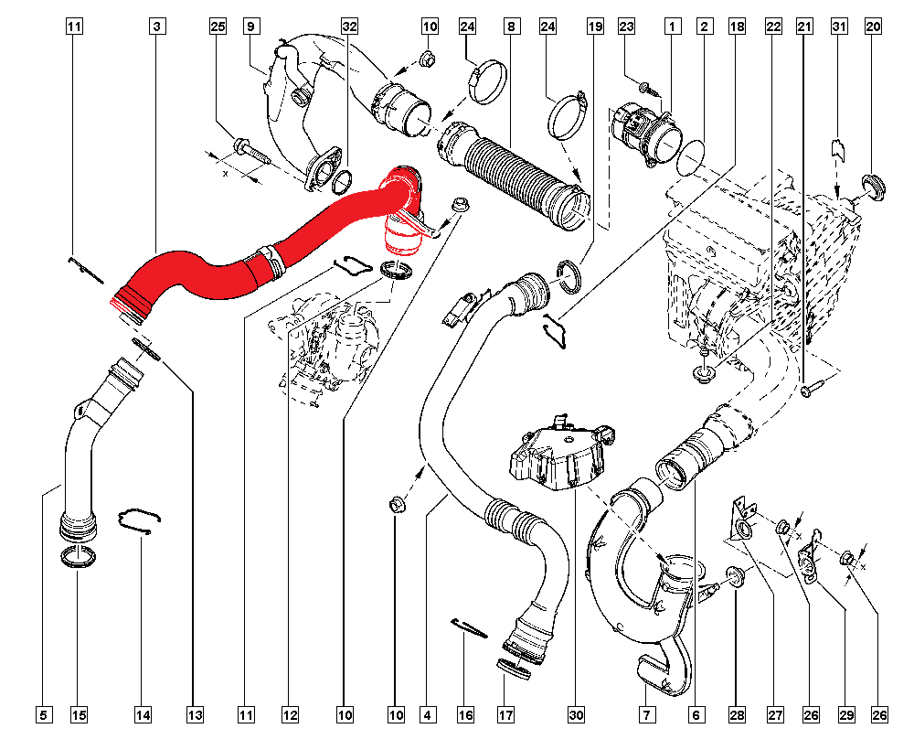 Durite Air ORIGINAL Renault MEGANE III SCENIC III 1.5dCi 110 PS ...