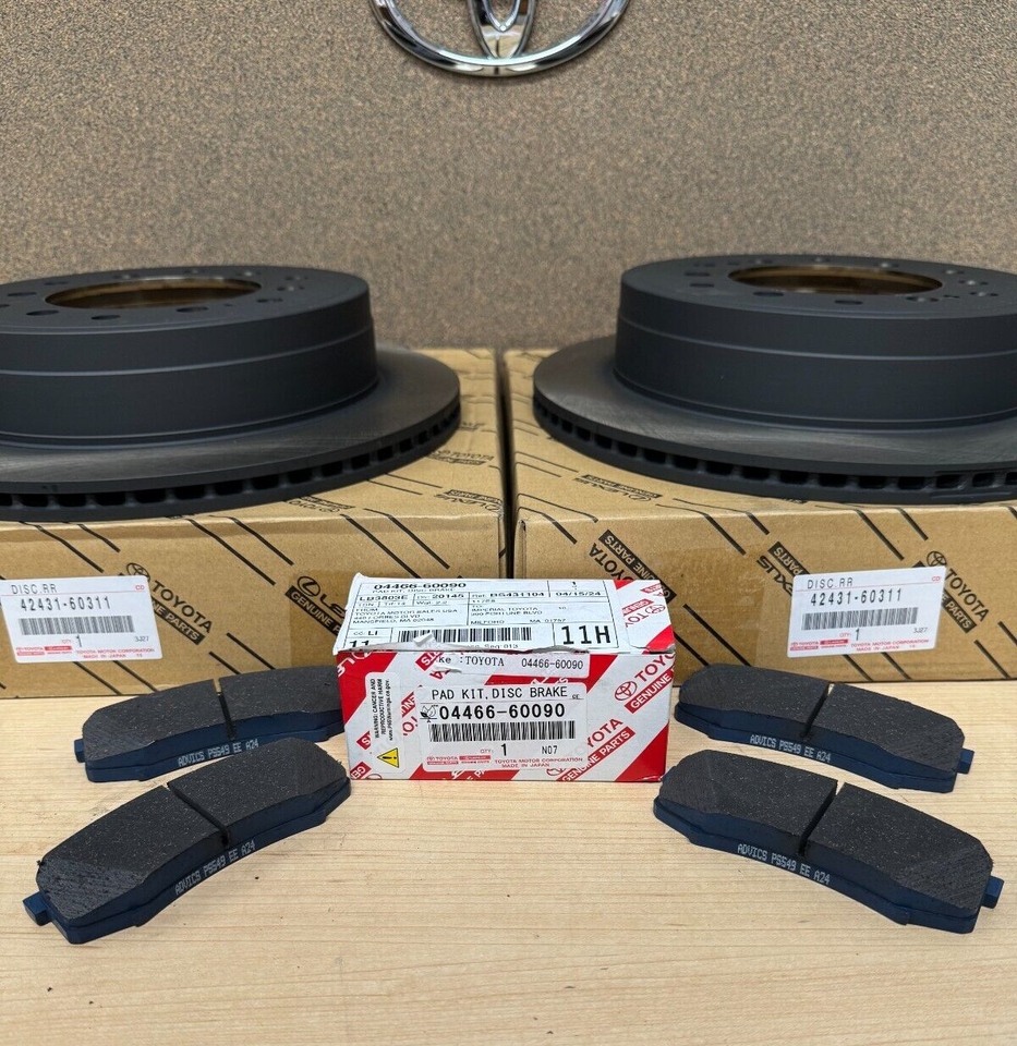 2010-2023 TOYOTA 4RUNNER GENUINE OEM REAR BRAKE ROTORS AND BRAKE PAD ...