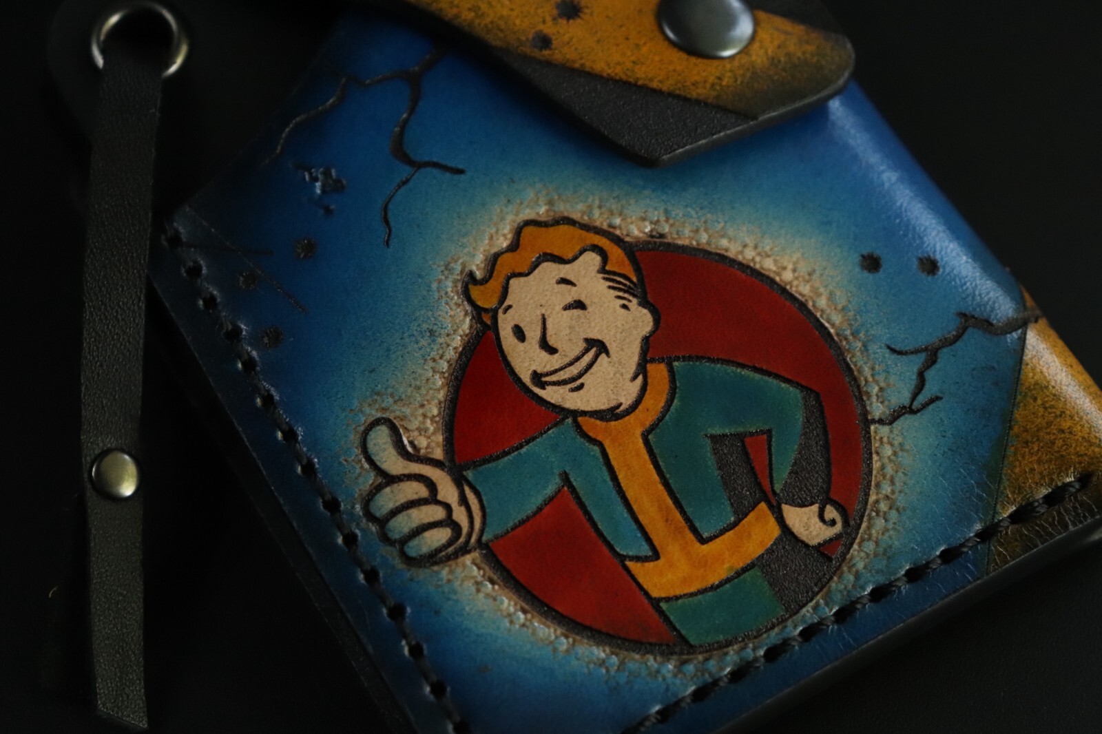 fallout wallet, vault boy, wasteland, EDC, handmade leather wallet ...
