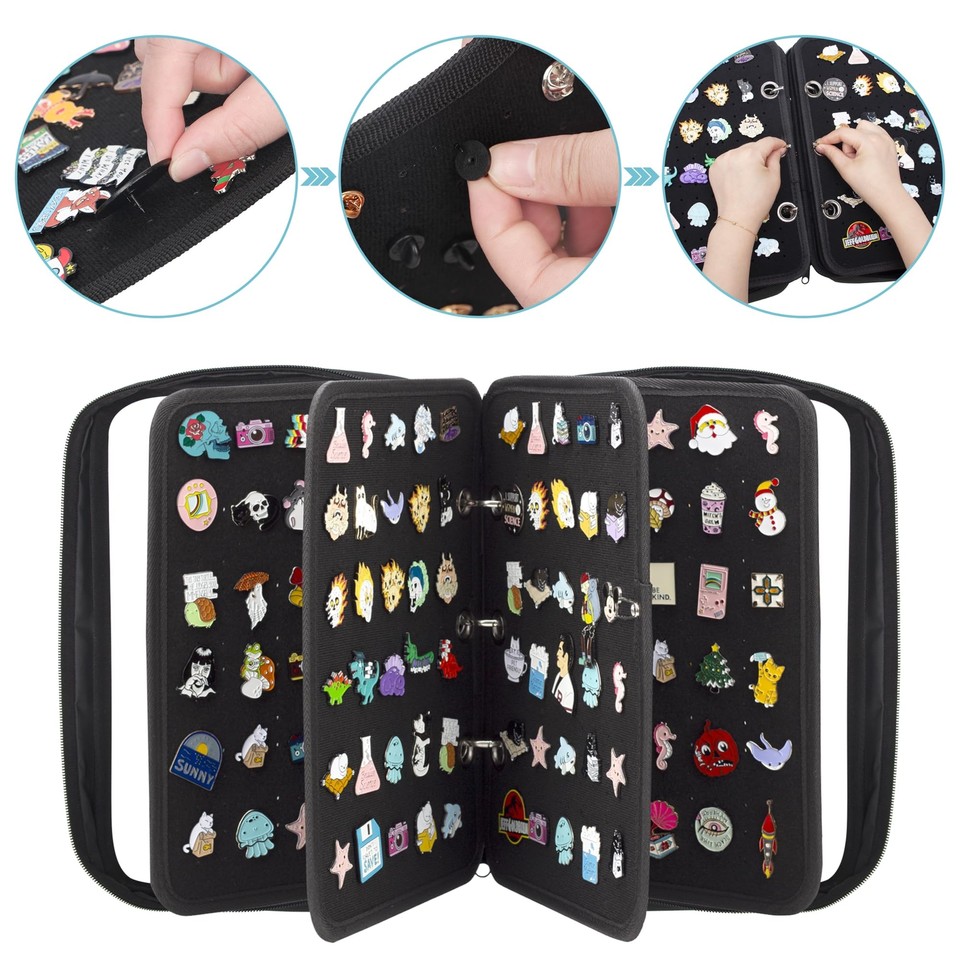Enamel Pin Display Pages Pin Carrying Case Pins Collection Storage ...