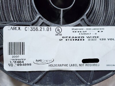 Carol C1356 24/2C Hi-Fi Audio/Speaker Wire Cable Bare + Tinned 120V ...
