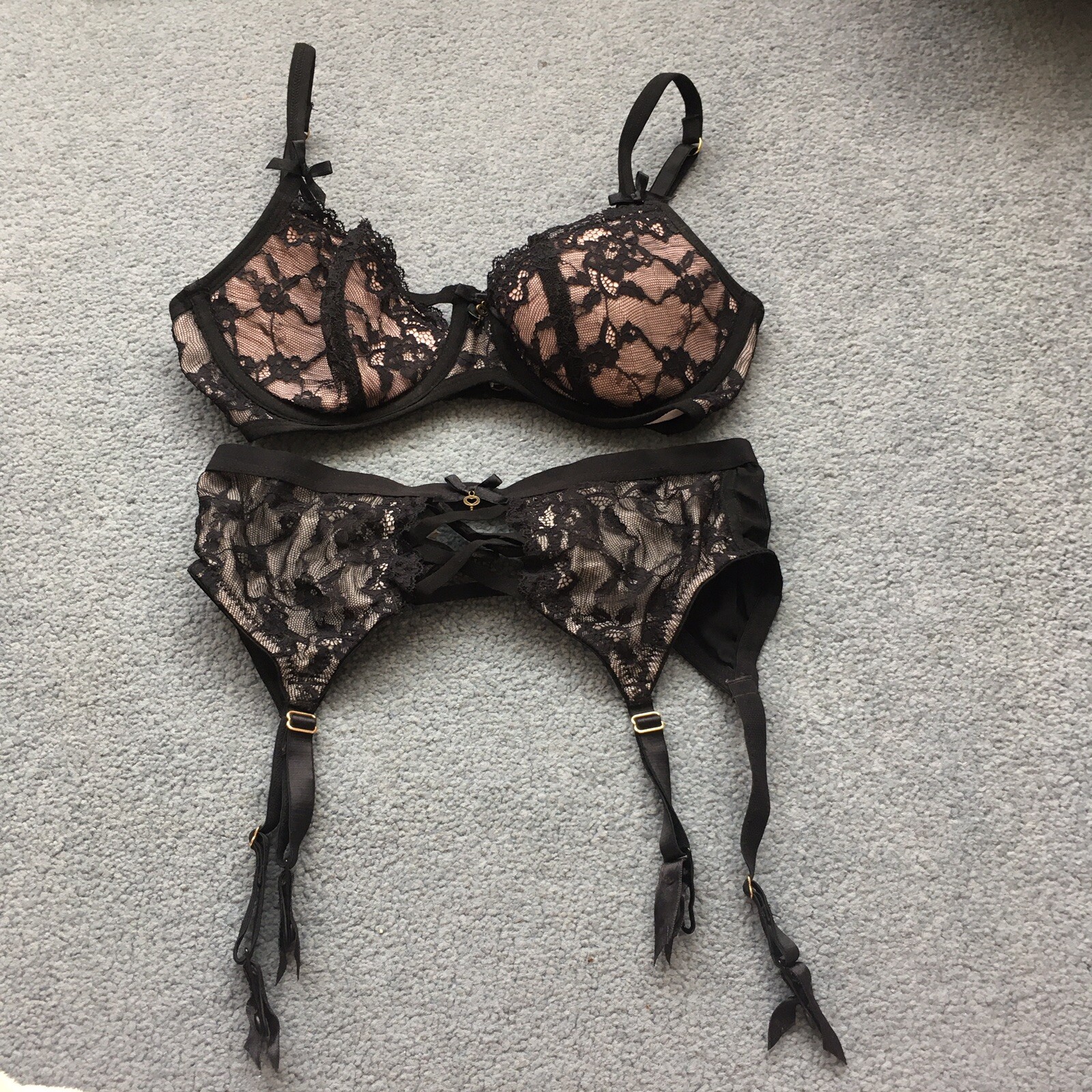 Pour Moi Forbidden Black Lingerie Set Bra 30D and Sus… - Gem