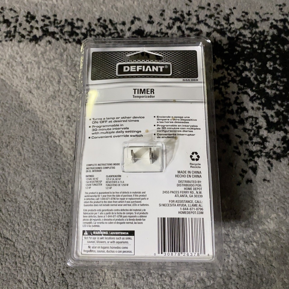 Defiant 1875-Watt 15 Amp Resistive 24-Hour Indoor Plug-In Timer in ...