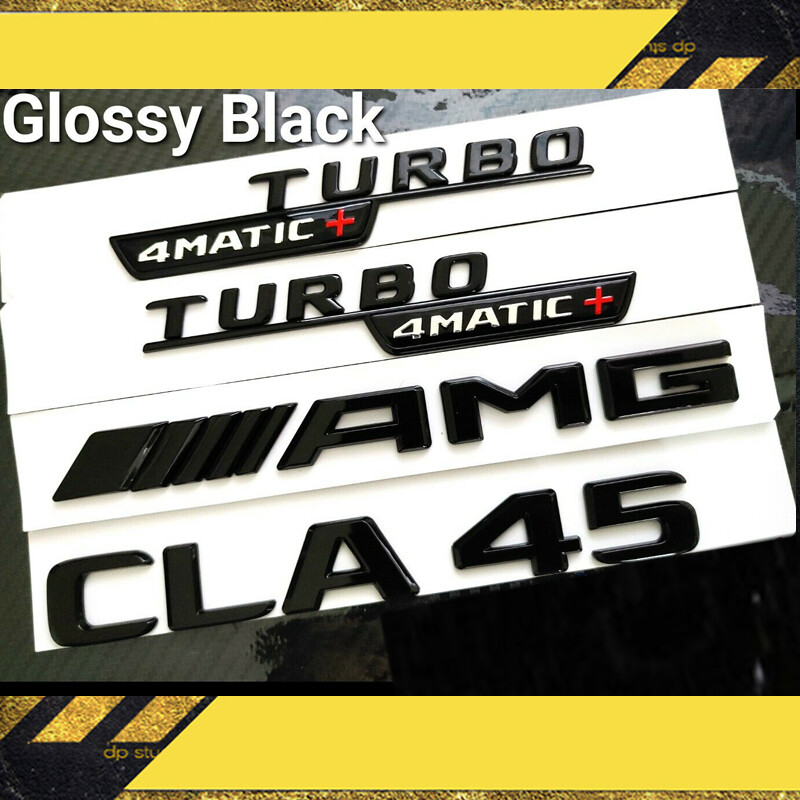 For Mercedes Benz CLA45 AMG Emblem TURBO 4MATIC+ Fender Badge Glossy ...